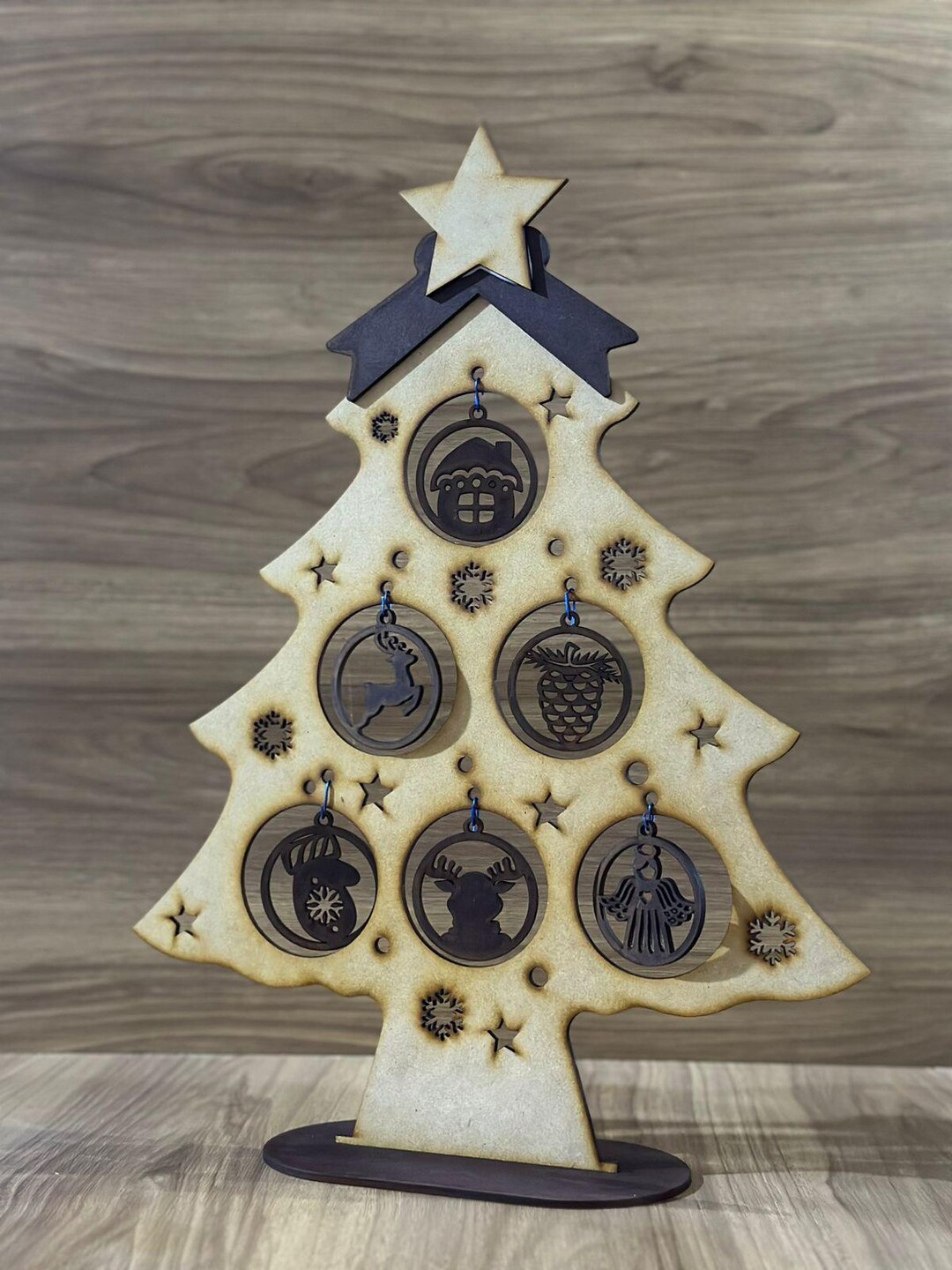 2 Pine Trees With Spheres Laser Cut File - Etsy