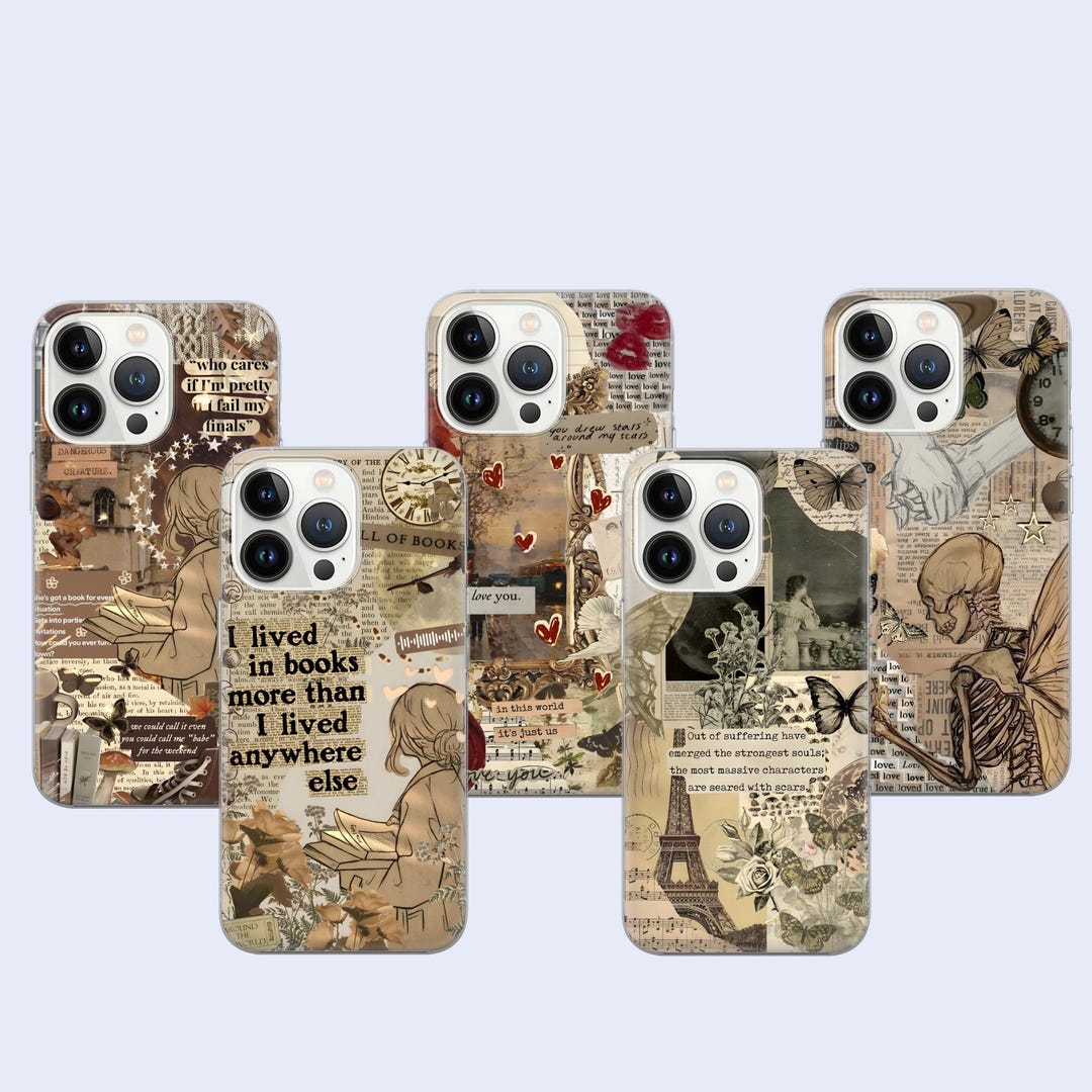Vintage Book Aesthetic iPhone Wallpaper – Retro Sepia Collage With ...