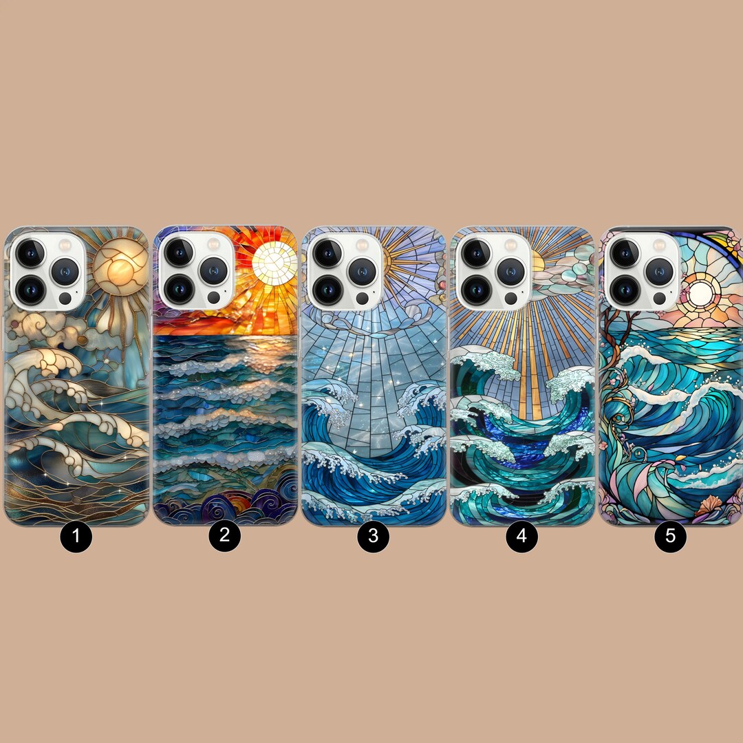 Stained Glass iPhone 16 Pro Case, Sun and Moon Aesthetic Phone Cover ...