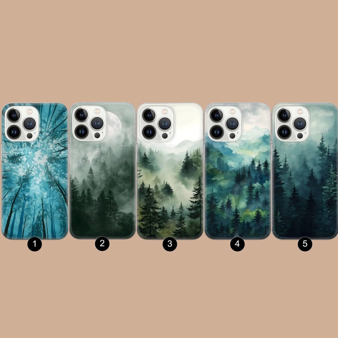 Watercolor Forest Phone Case Tree Aesthetic Cover Winter Art iPhone 16 ...