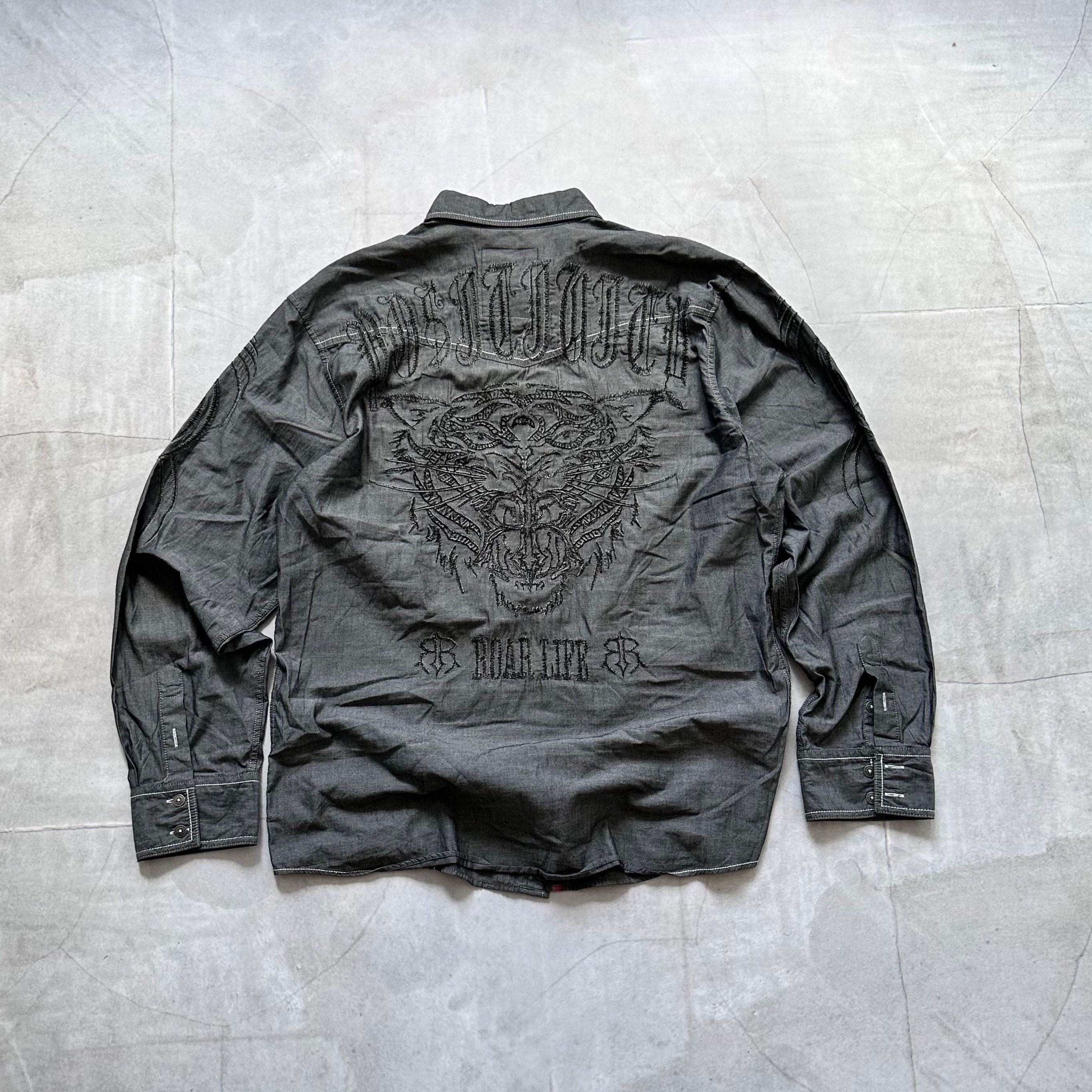 Japan Affliction Vibe Embroidery Tribal Tiger Shirt Punk - Etsy