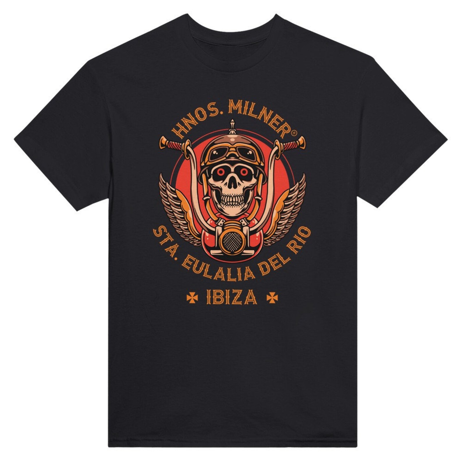 Hermanos Milner Ibiza Biker Skull Crewneck T-shirt - Etsy