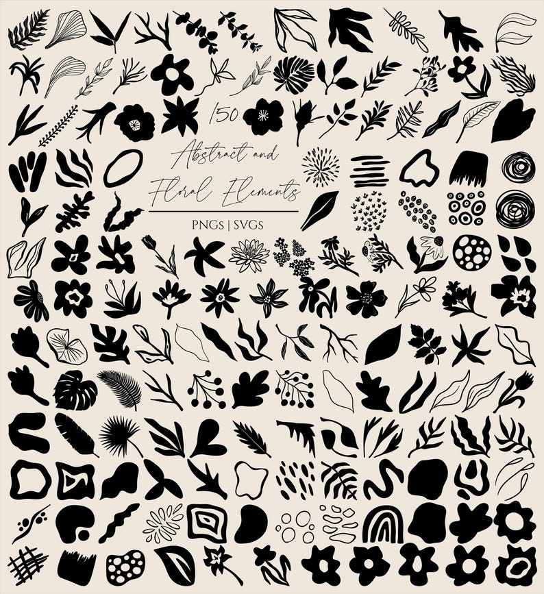 Abstract Floral Clipart Pack, Botanical Clip Art, Abstract Patterns ...