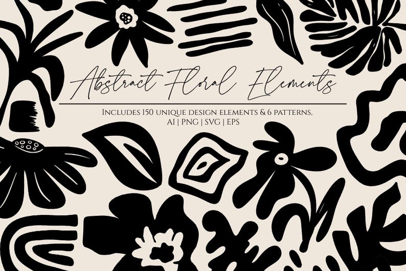 Abstract Floral Clipart Pack, Botanical Clip Art, Abstract Patterns ...