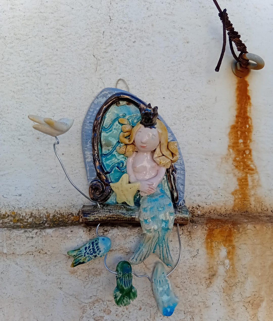 Little Mermaid Wall Art – Handcrafted Ceramic Mermaid With Birds and ...