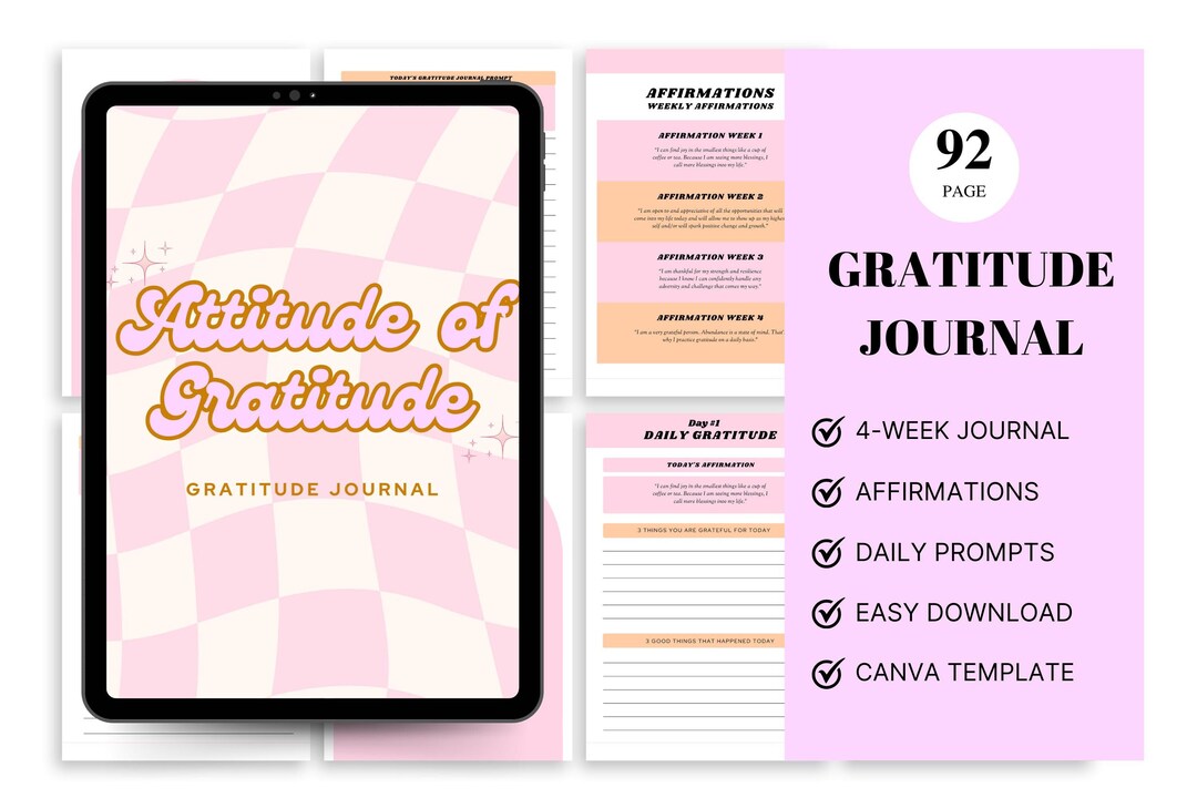 Gratitude Journal Digital Download Printable Grateful Journal for Her ...