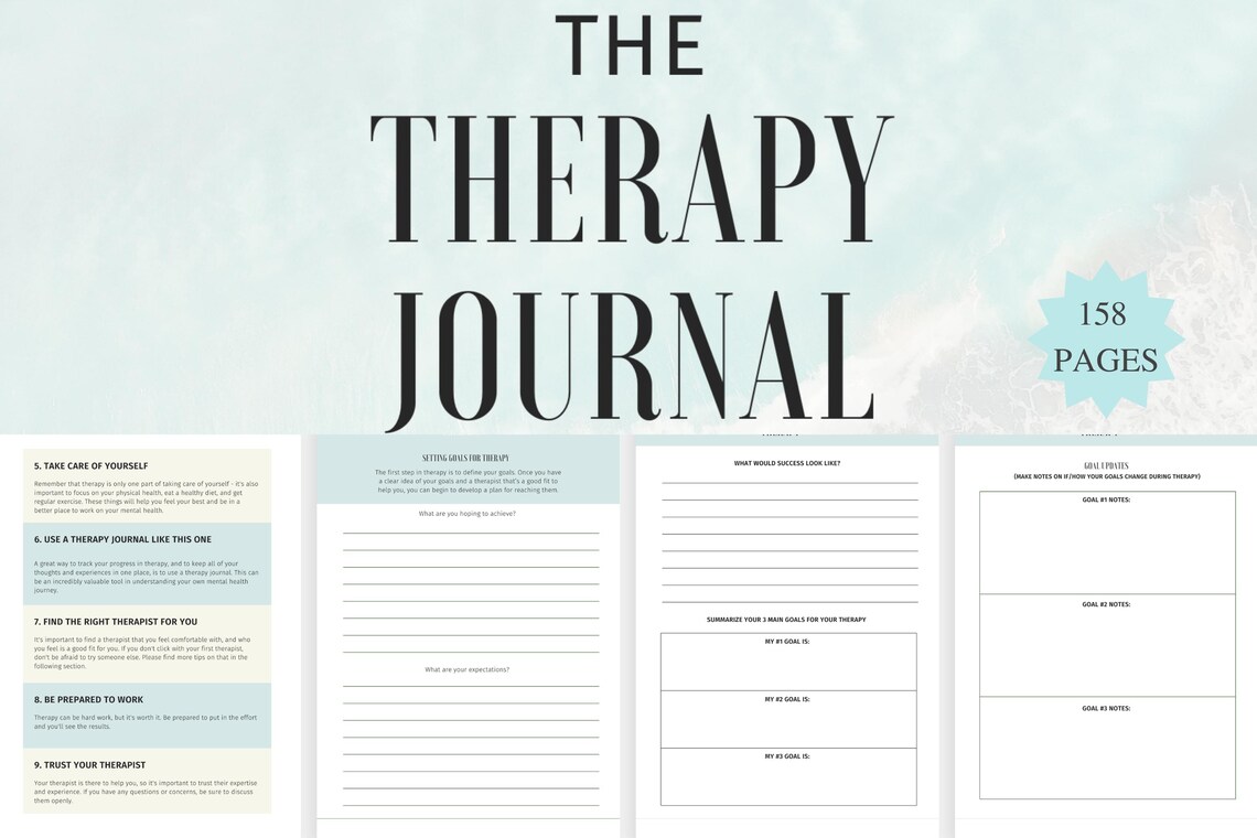 Therapy Journal Digital Download PDF Printable | Mental Health Journal ...
