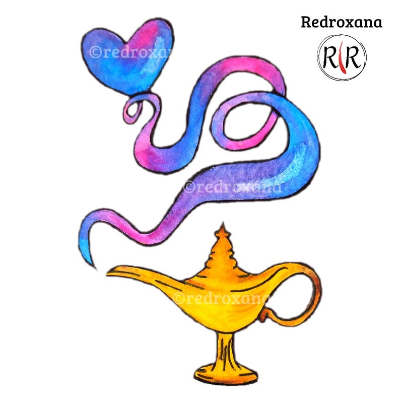 Wishing Lamp Pre-drawn Digital Images Aladdin's Lamp Illustrations ...