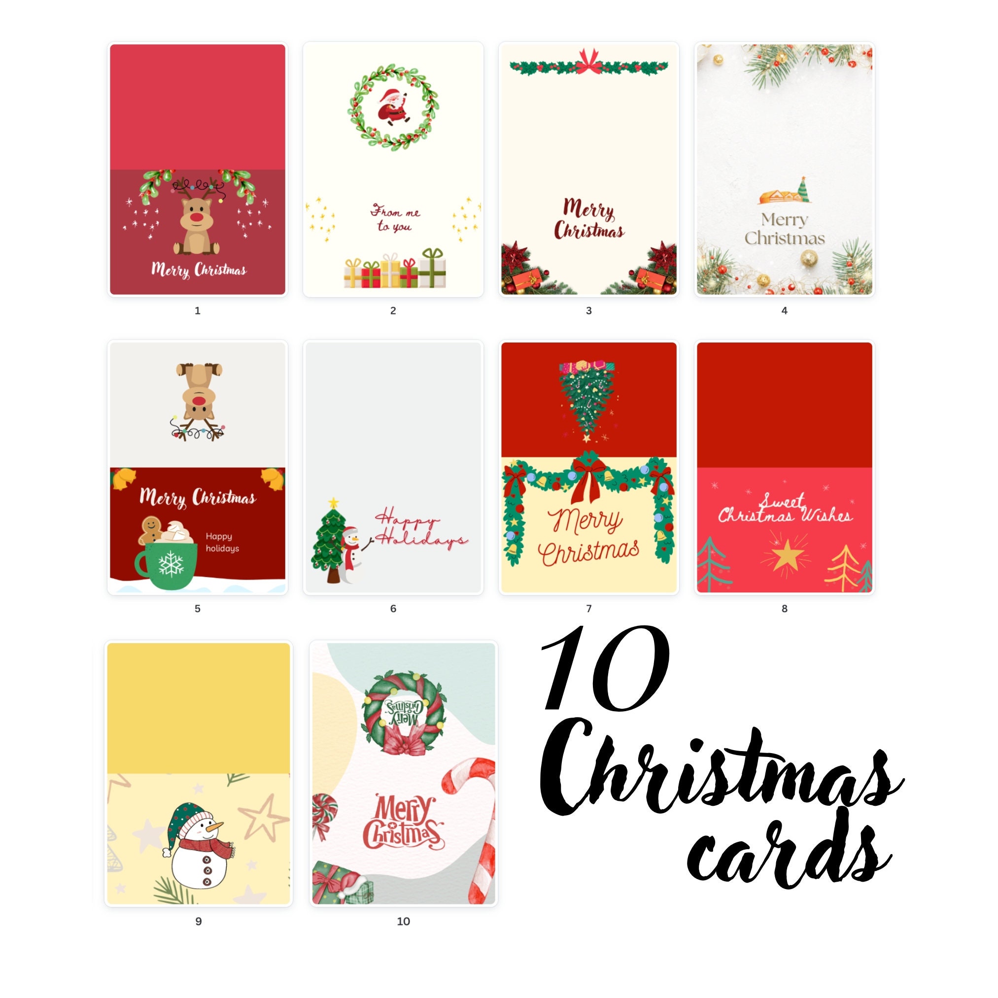 10 Christmas Card Designs in Canva Templates. 10 Beautiful - Etsy