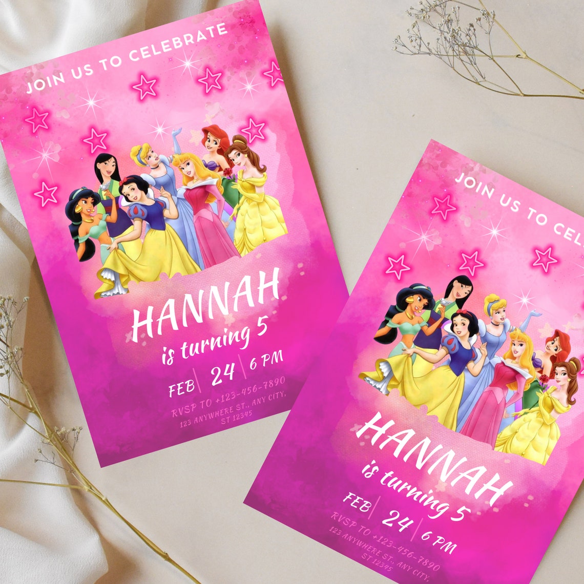 Editable Digital Princess Birthday Invitation, First Birthday Little ...