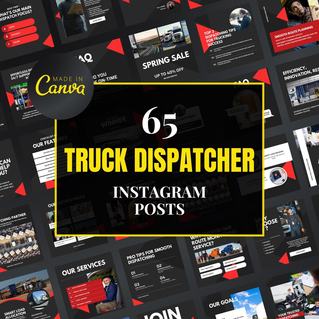 Truck Dispatcher Canva Templates | Editable Instagram Posts for ...