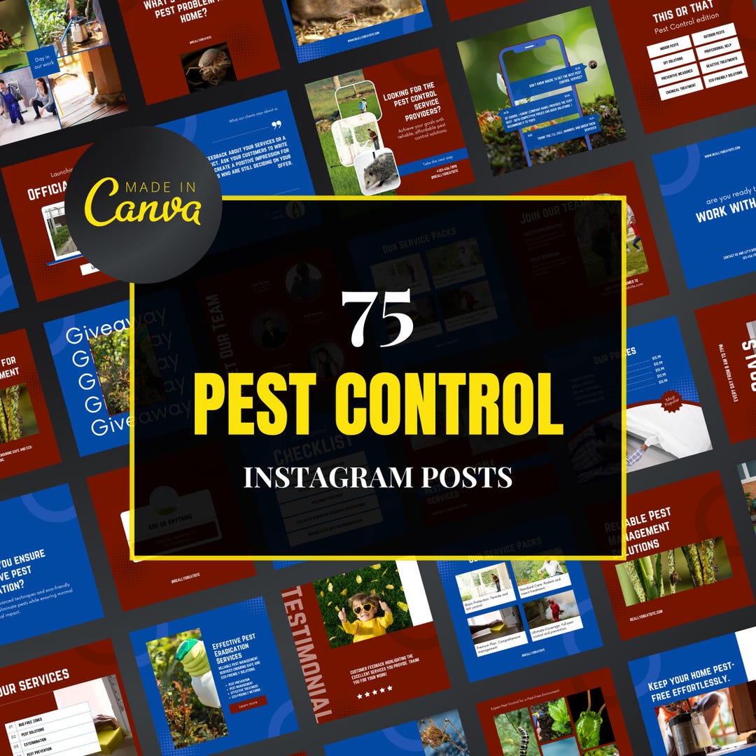 Pest Control Canva Templates | Editable Instagram Post Kit for ...