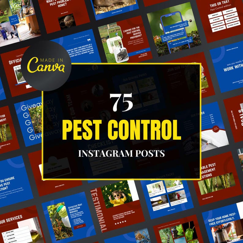 Pest Control Canva Templates | Editable Instagram Post Kit for ...