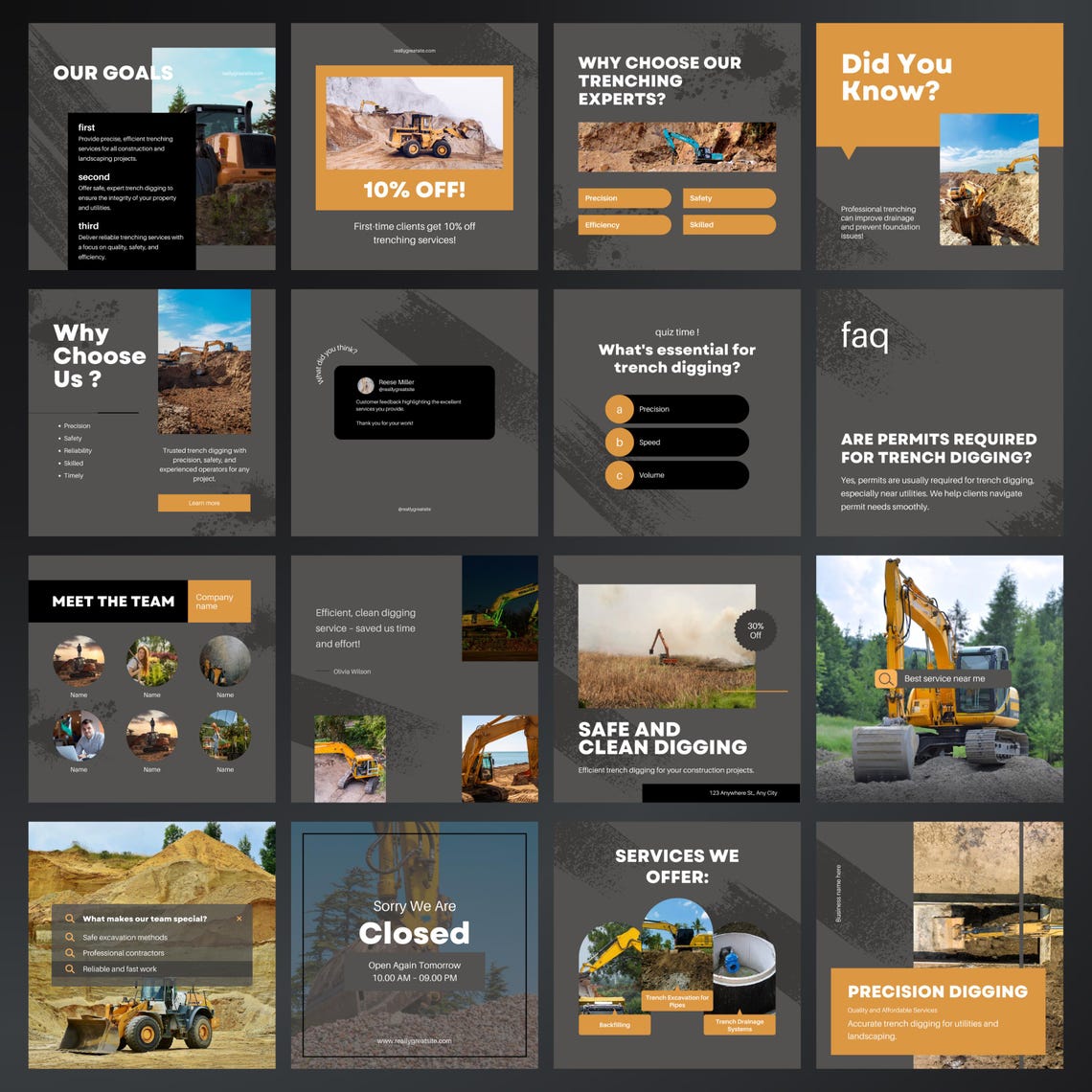 Trench Diggers Canva Templates, Trench Digger Business Templates ...
