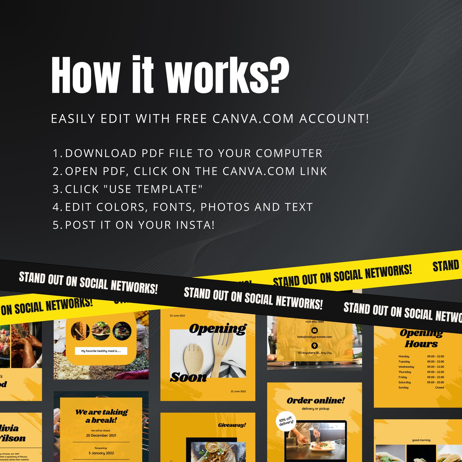 Kebab Shop Canva Template, Kebab Store Restaurant Instagram Posts ...