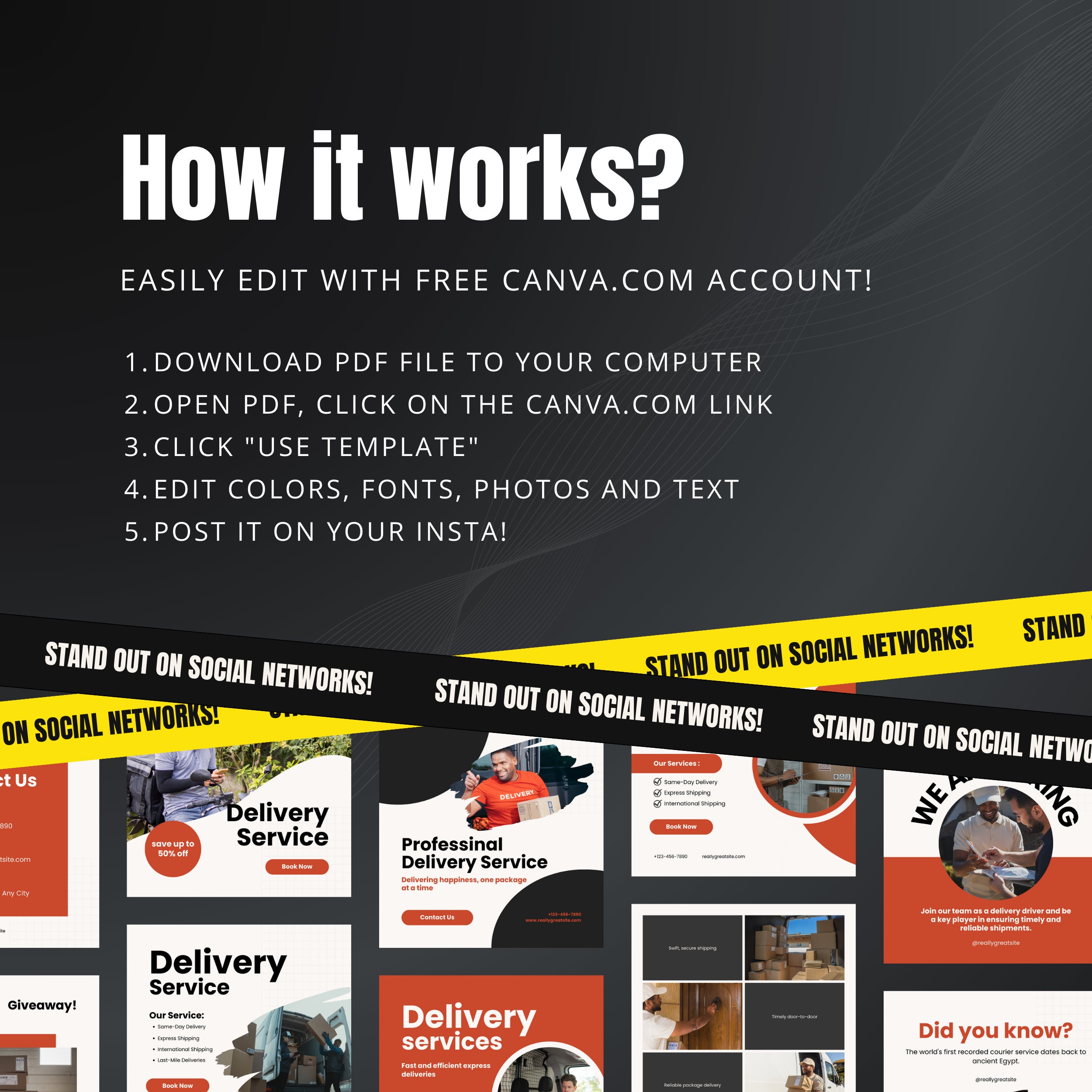 Delivery Service Canva Template, Home Delivery Template, Delivery ...