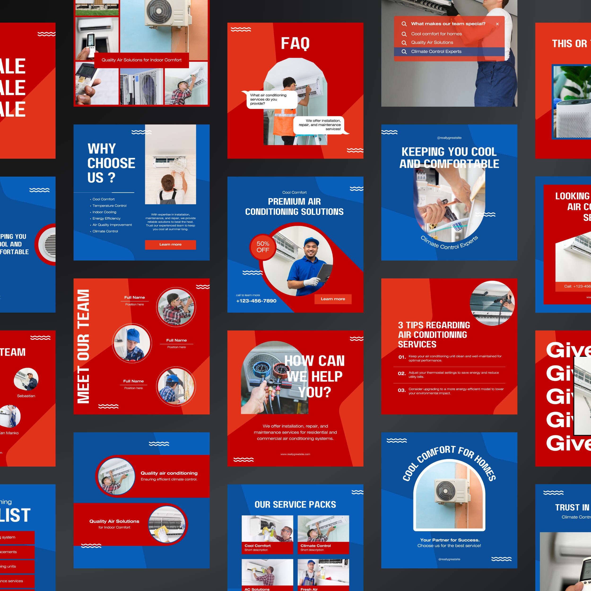 Air Conditioning Canva Template, Social Media Posts, HVAC Template ...