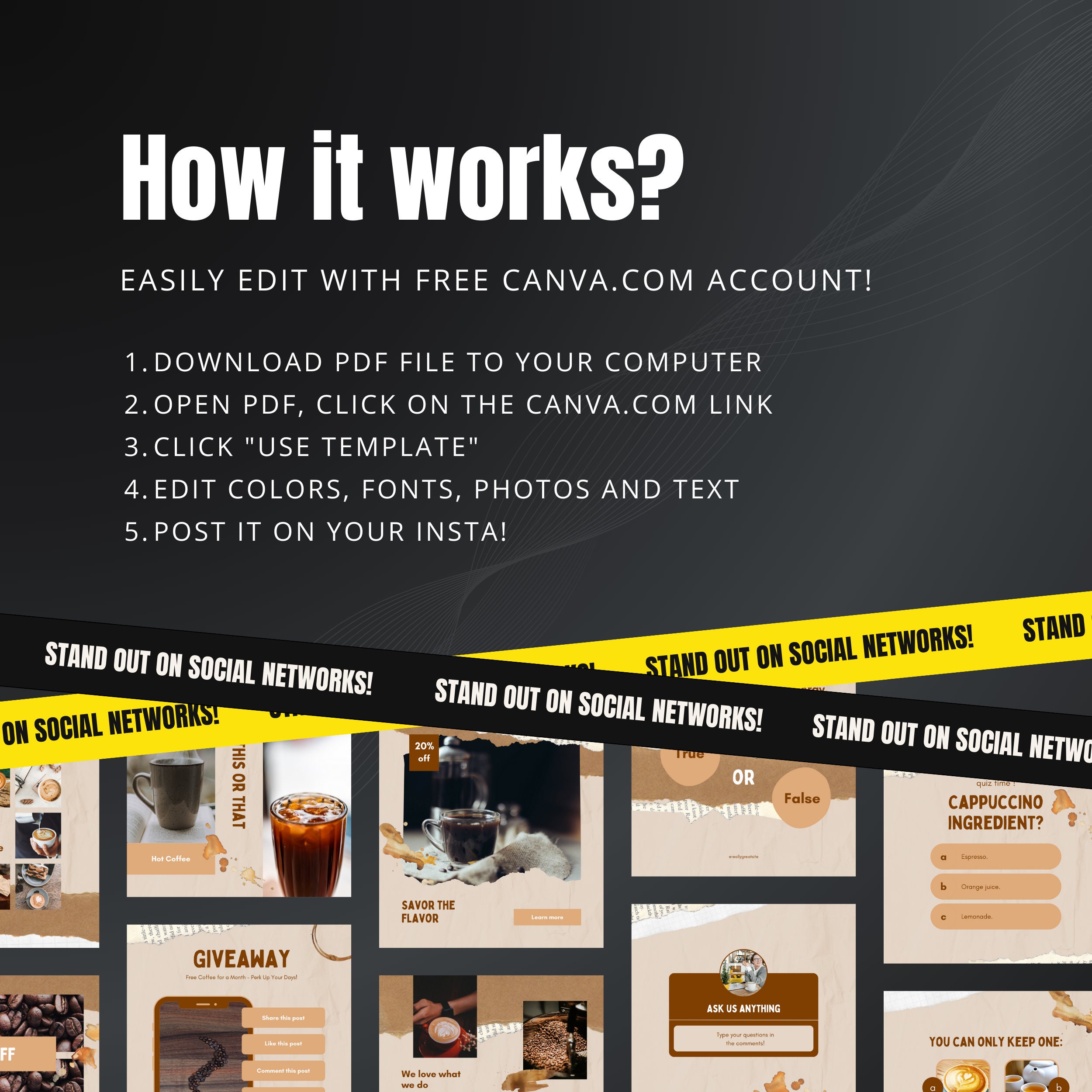 Coffee Shop Canva Template, Coffee Shop Business Social Media Templates ...