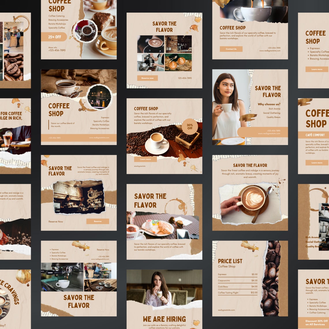 Coffee Shop Canva Template, Coffee Shop Business Social Media Templates ...
