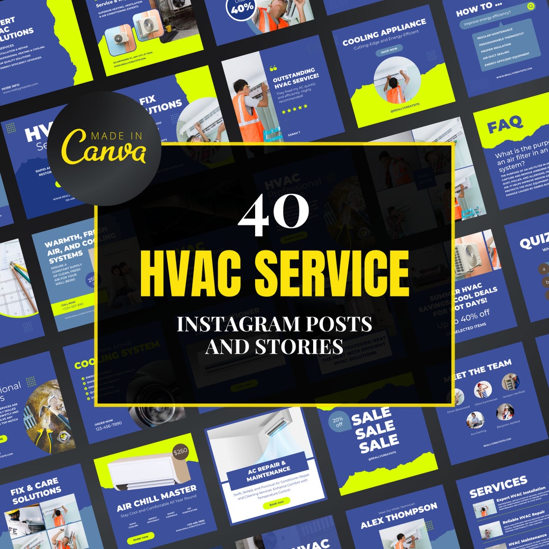 HVAC Canva Template, Air Conditioning Canva Template, Heating and ...