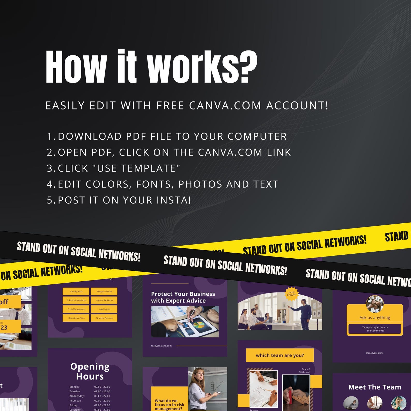 Risk Management Consulting Canva Templates | Editable Instagram Posts ...