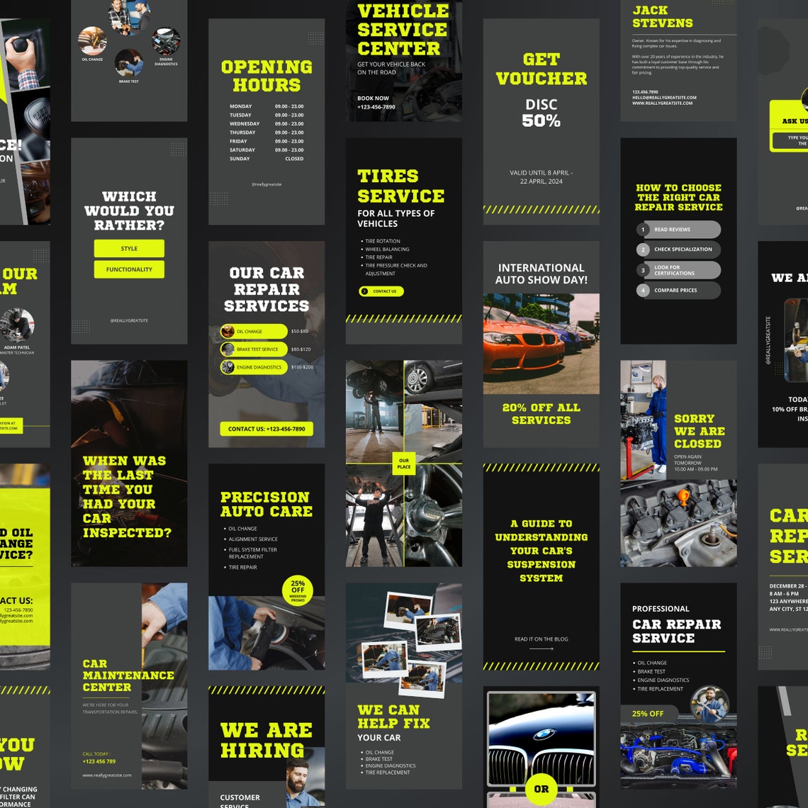 Auto Repair Shop Canva Templates, Automotive Posts, Car Repair Feed ...