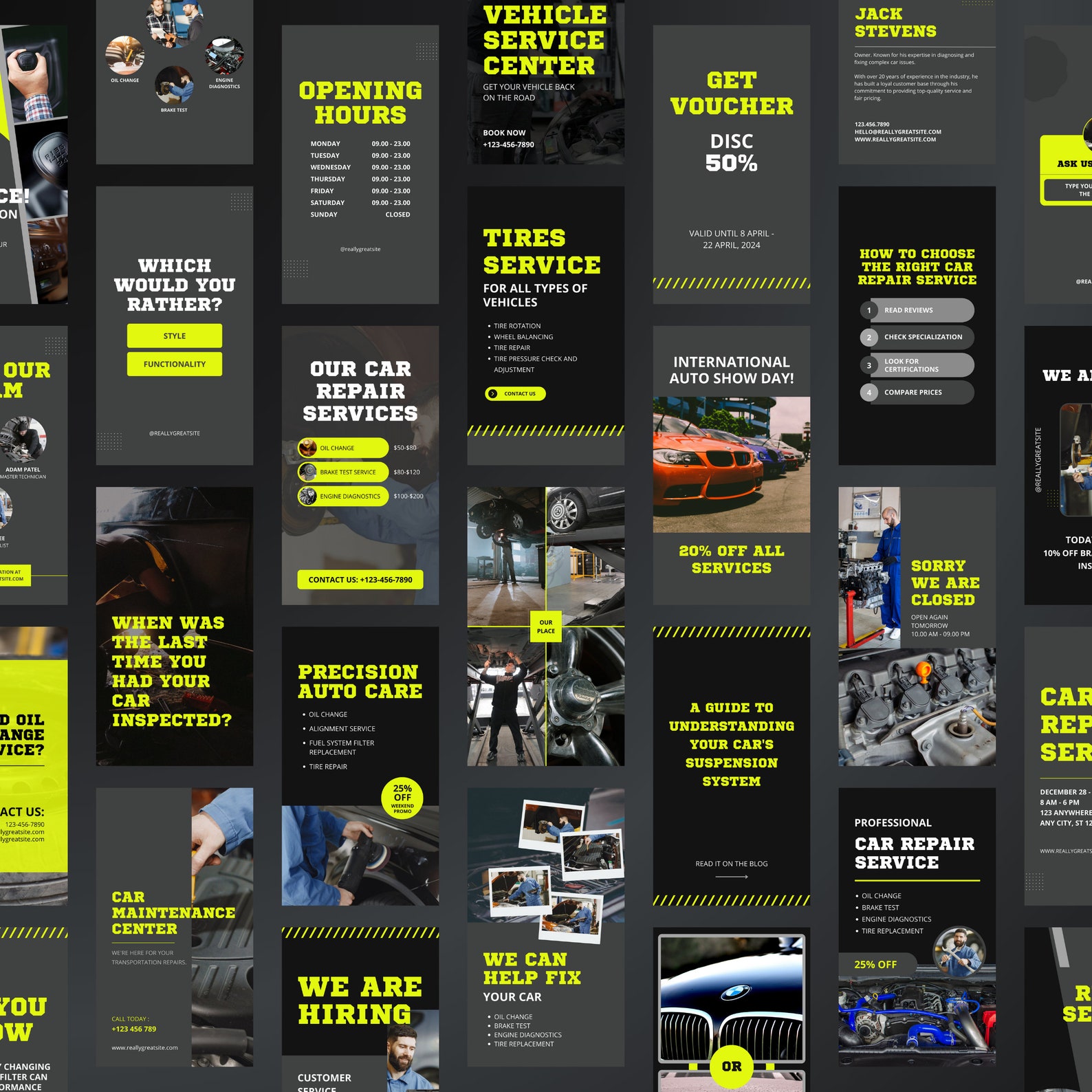 Auto Repair Shop Canva Templates, Automotive Posts, Car Repair Feed ...