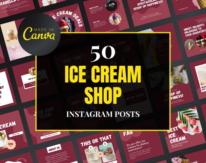 30 Ice Cream Shop Instagram Post Templates Ice Cream - Etsy Canada