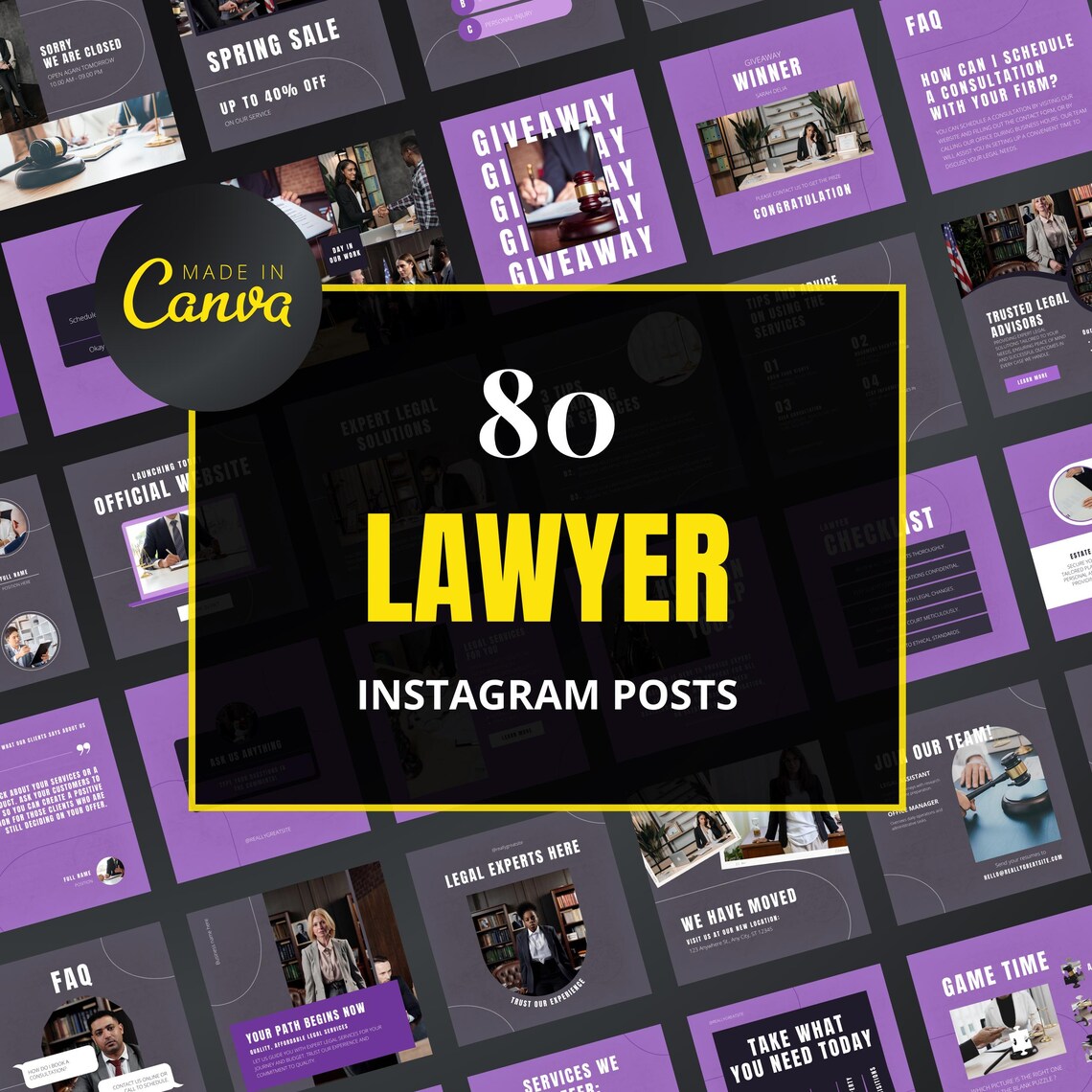 Lawyer Canva Template, Lawyer Instagram Posts, Law Firm Canva Template ...