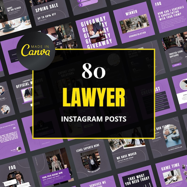 Lawyer Canva Template, Lawyer Instagram Posts, Law Firm Canva Template ...