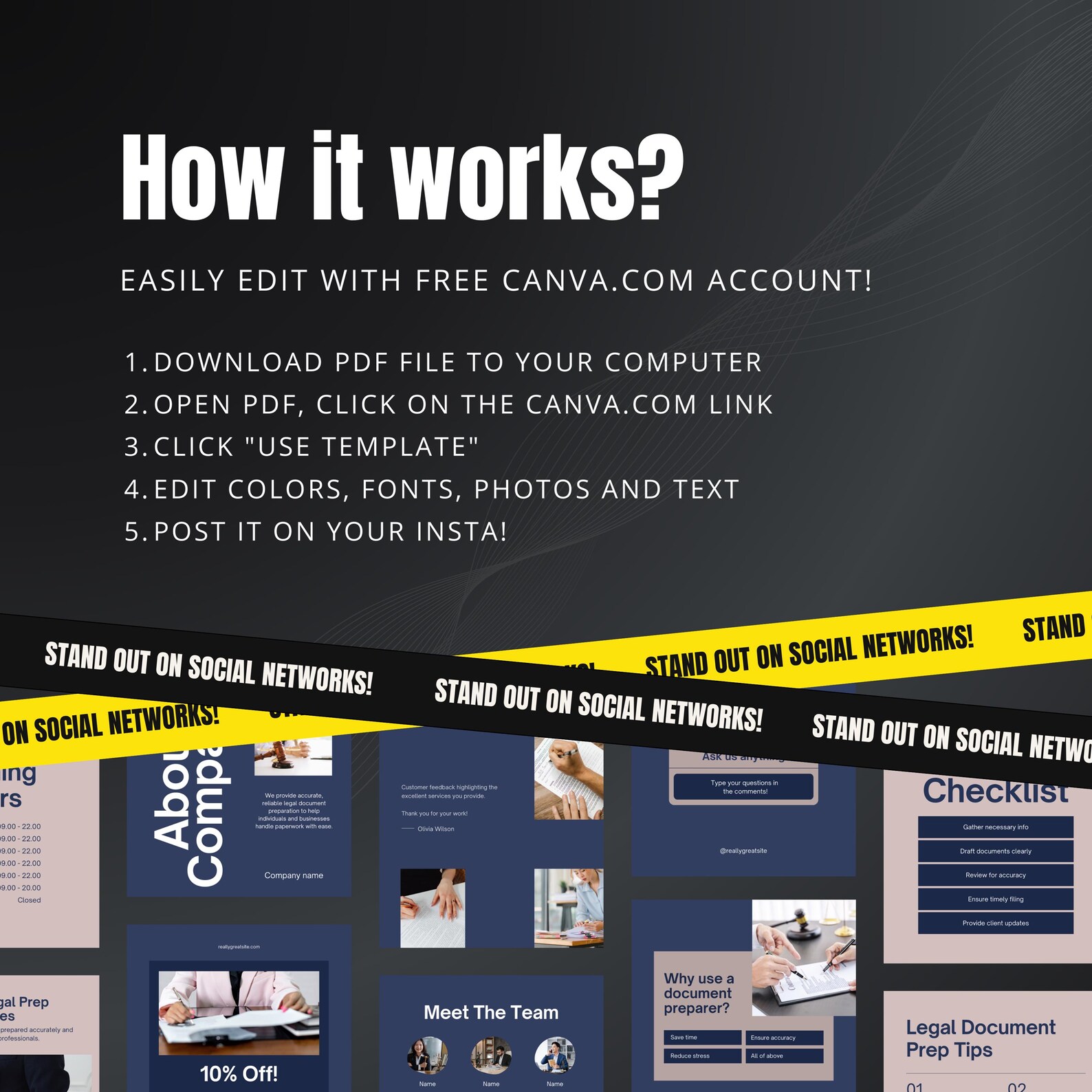 Legal Document Preparers Canva Template, Law Post Template for ...