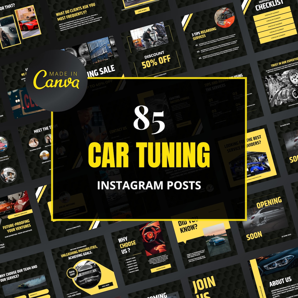 Car Tuning Service Canva Template, Car Tuning Instagram Posts, Canva ...
