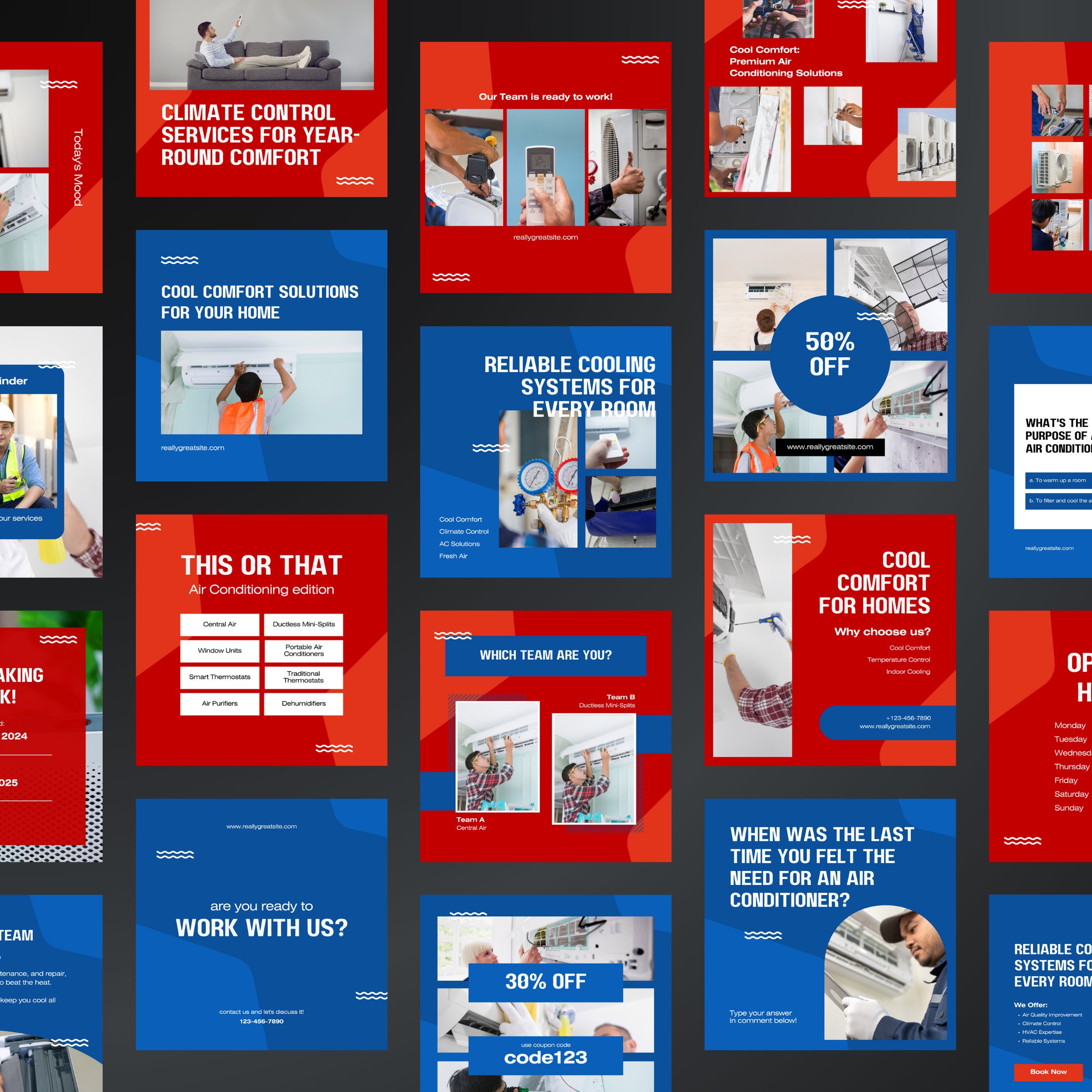 Air Conditioning Canva Template, Social Media Posts, HVAC Template ...