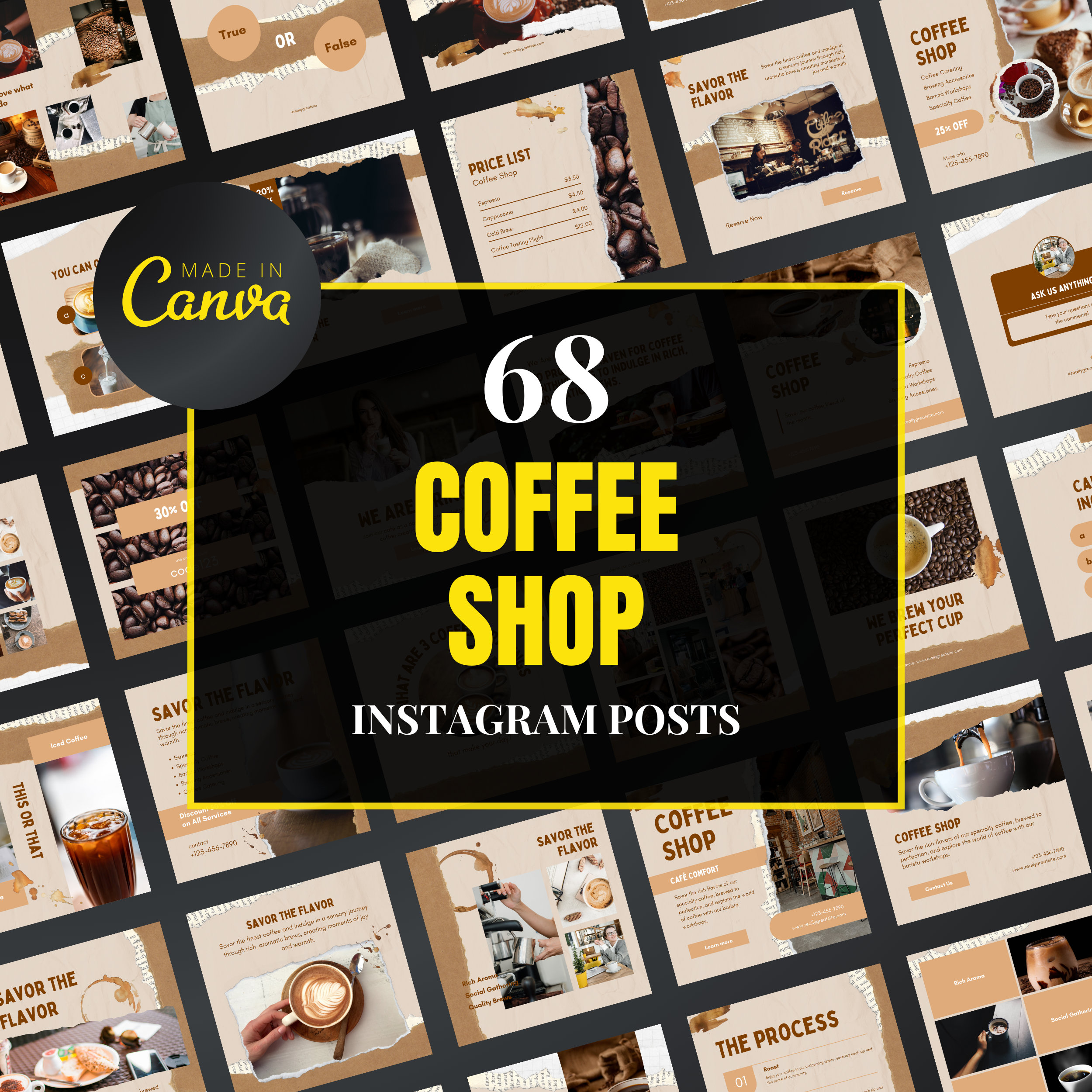 Coffee Shop Canva Template, Coffee Shop Business Social Media Templates ...