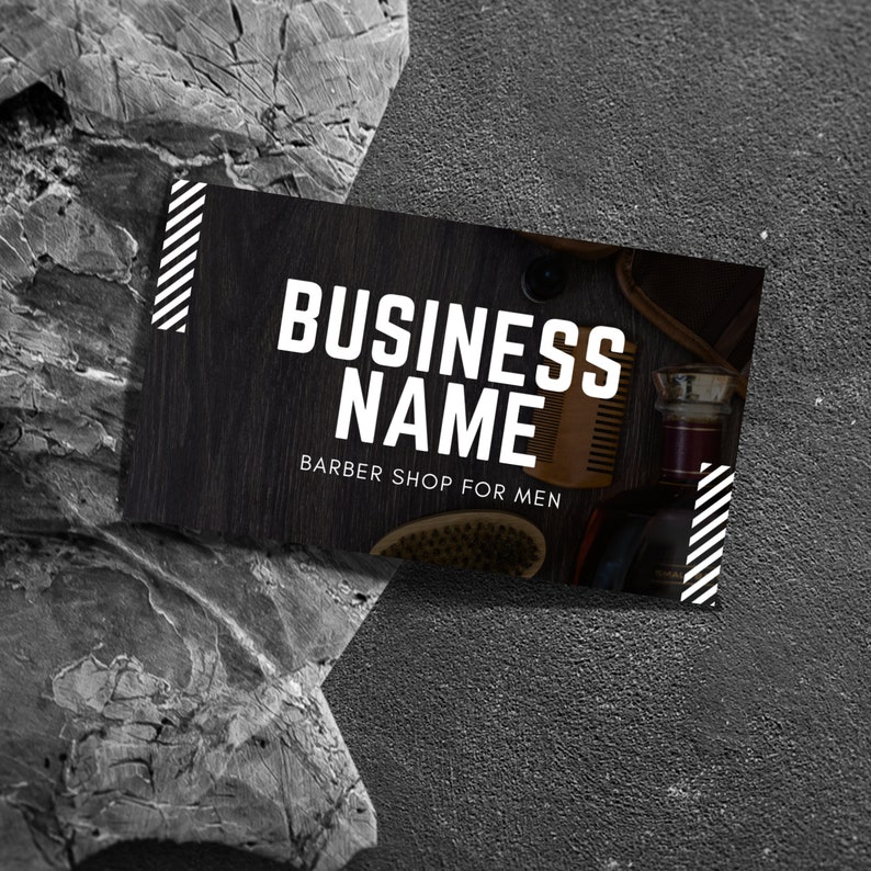 Barber Shop Business Card, Business Card Canva Template, Barber Shop ...