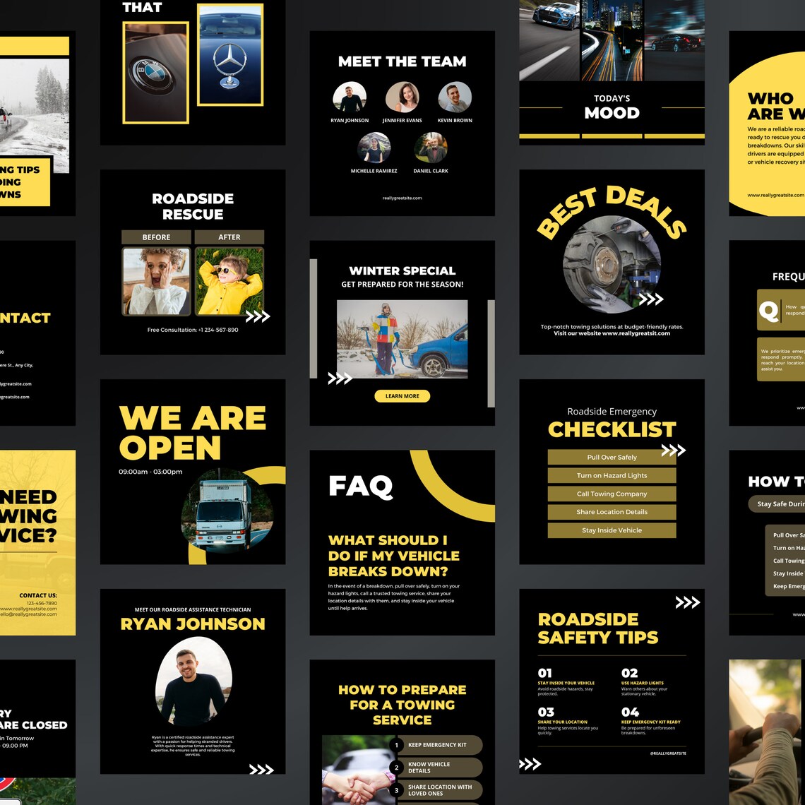 Towing Service Canva Template, Auto Towing Company, Towing Service ...