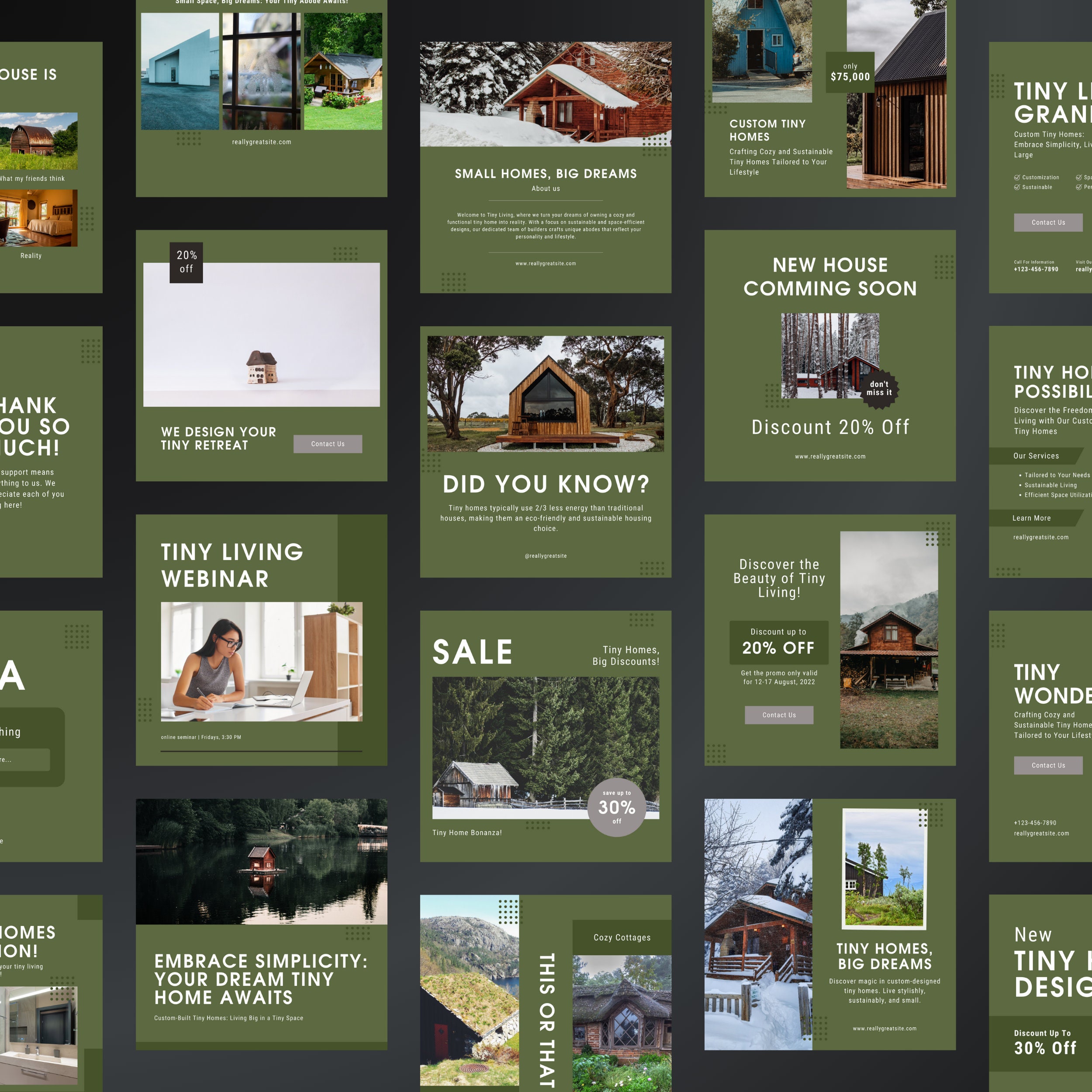 Tiny House Builders Canva Template, Cabin Builders Editable Posts, Wood ...