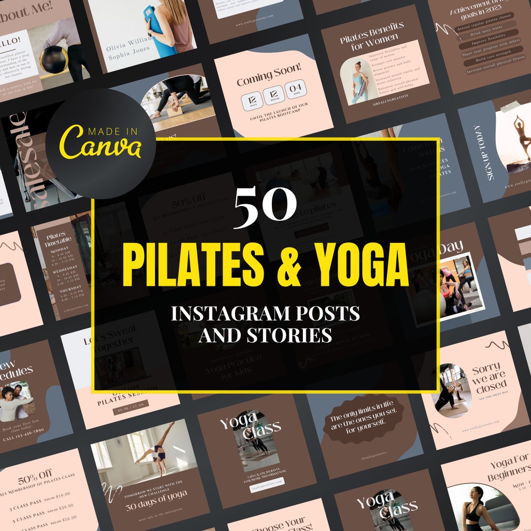 Pilates and Yoga Canva Template, Instagram Templates, Yoga Instagram ...