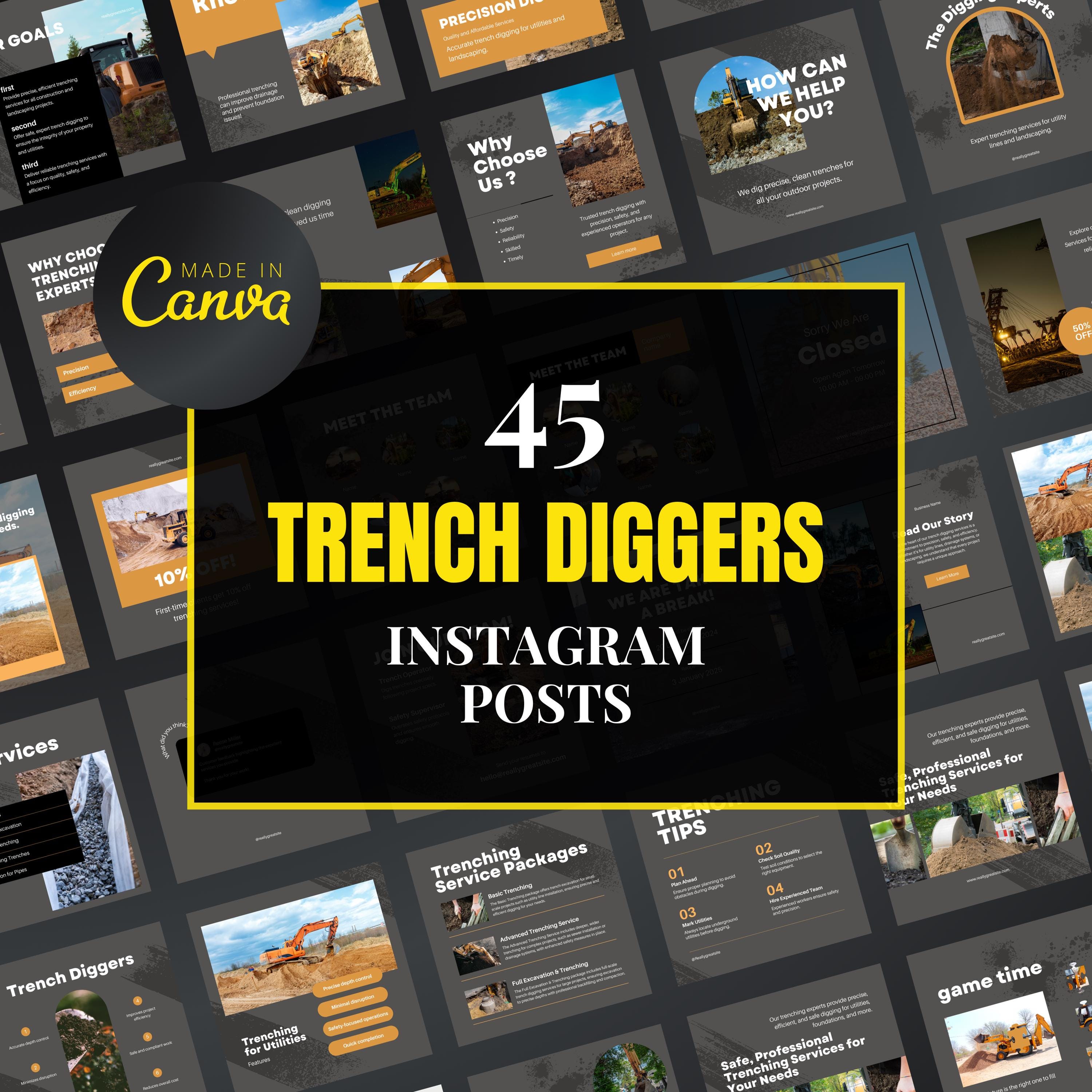 Trench Diggers Canva Templates | Editable Instagram Posts for ...