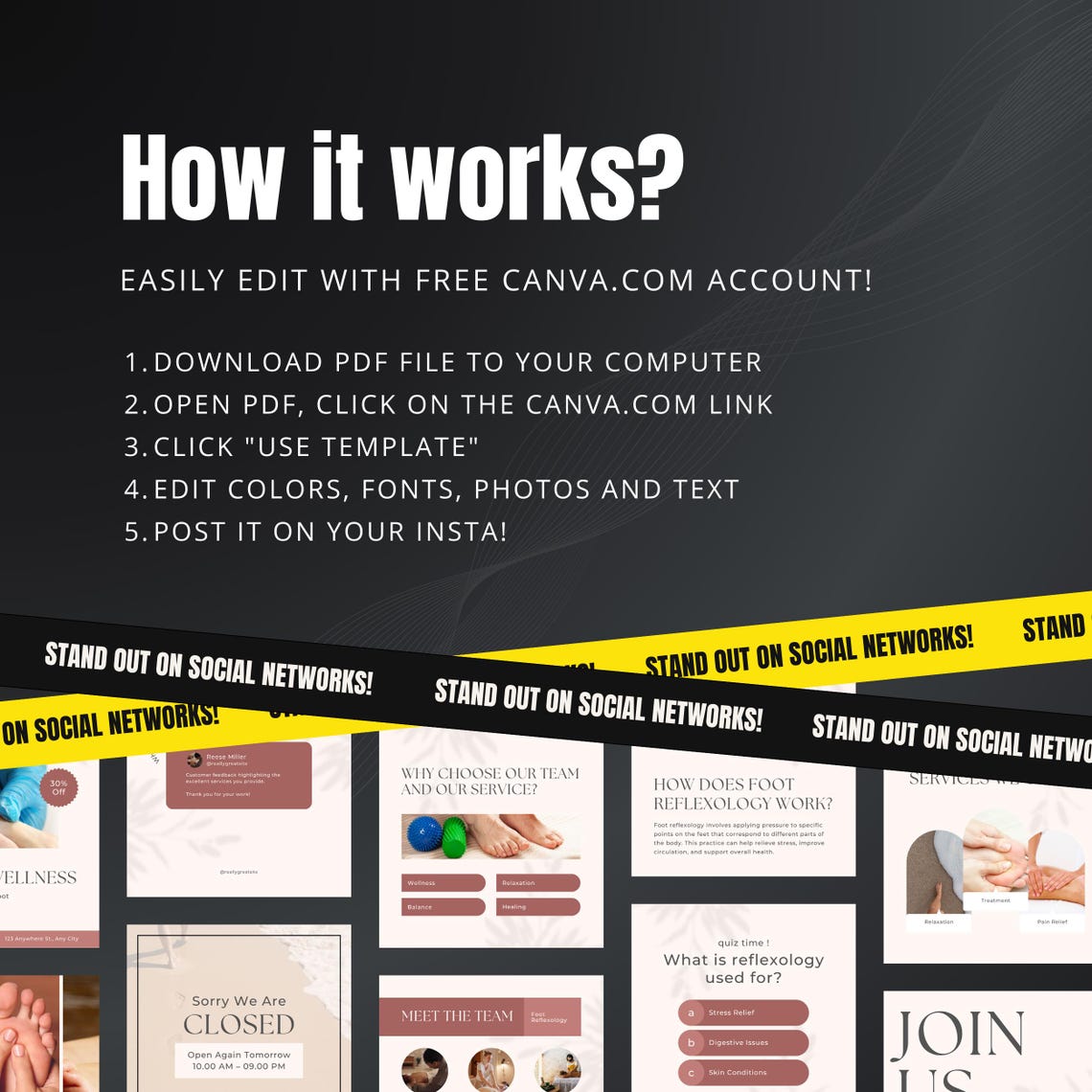 Foot Reflexology Canva Templates | Editable Instagram Posts for ...