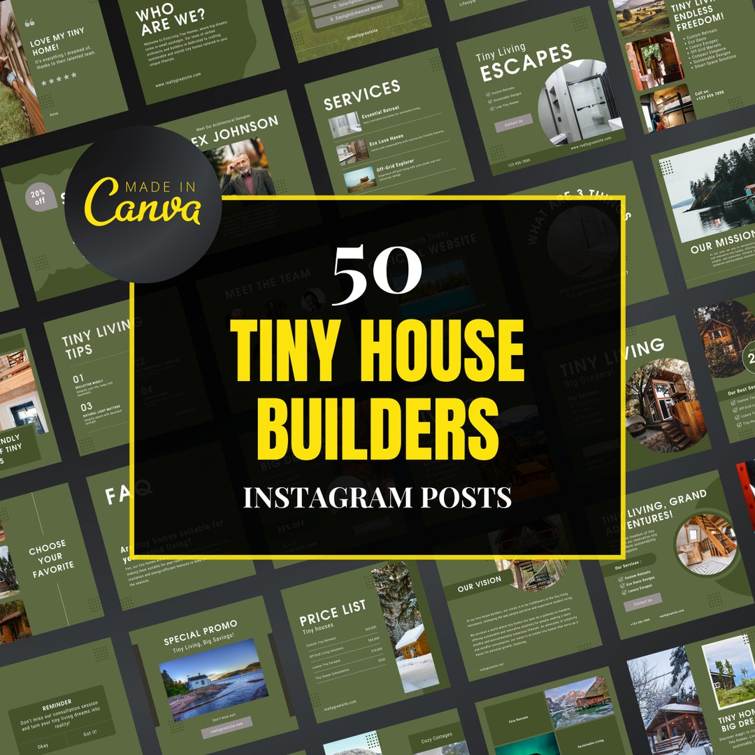 Tiny House Builders Canva Template, Cabin Builders Editable Posts, Wood ...