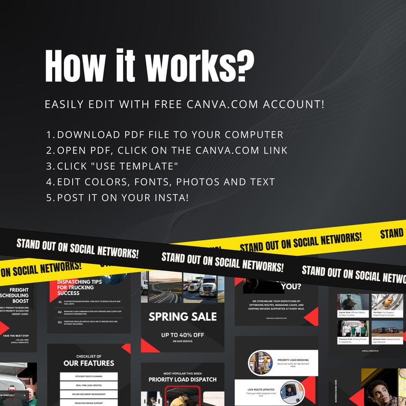 Truck Dispatcher Canva Templates | Editable Instagram Posts for ...