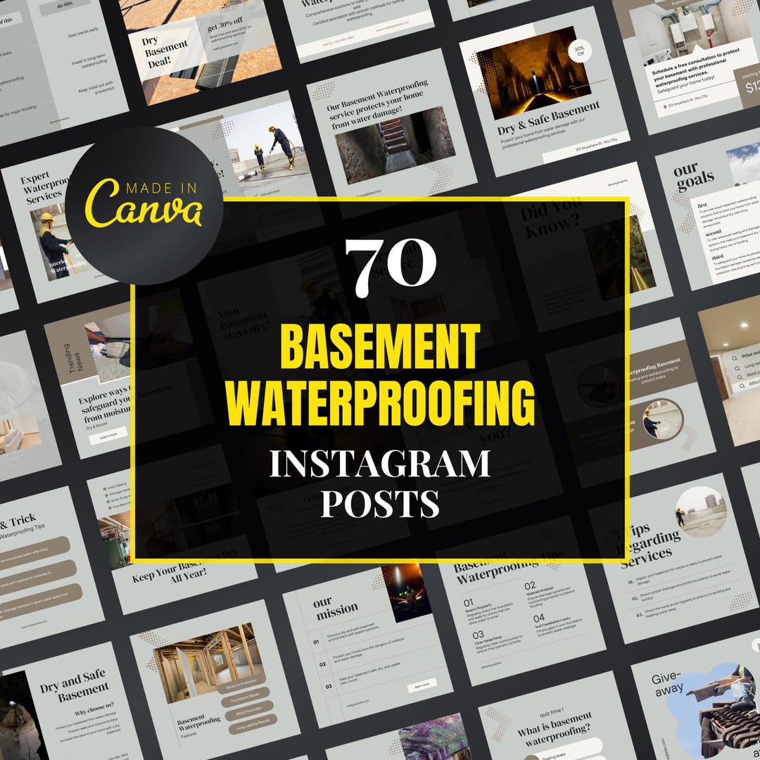 Basement Waterproofing Service Canva Template, Basement Waterproofing ...