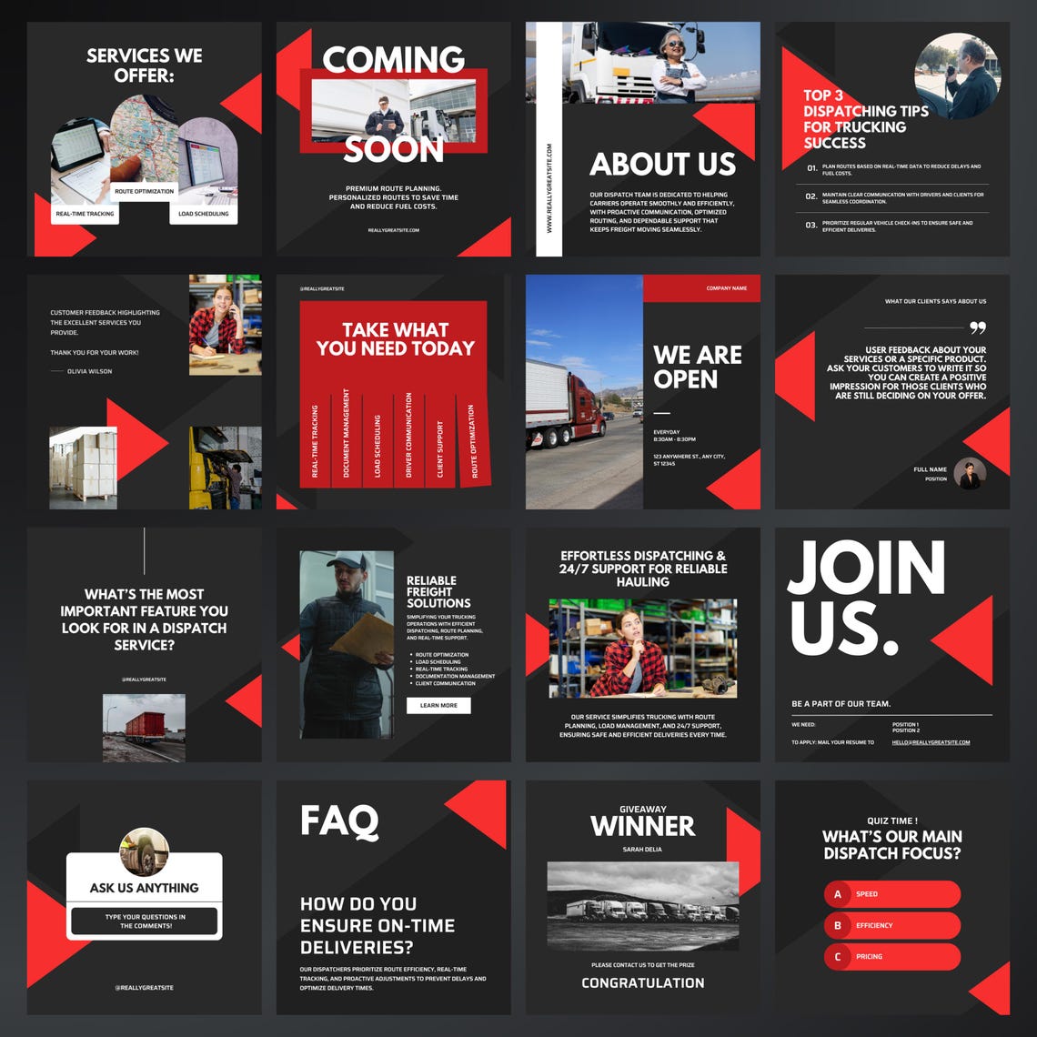 Truck Dispatcher Canva Templates | Editable Instagram Posts for ...