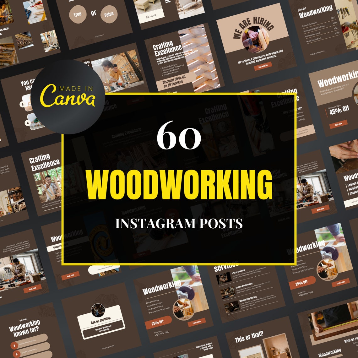 Woodworking Canva Template, Carpenters Canva Template, Social Media ...
