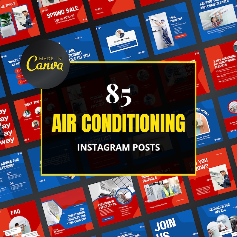 Air Conditioning Canva Template, Social Media Posts, HVAC Template ...