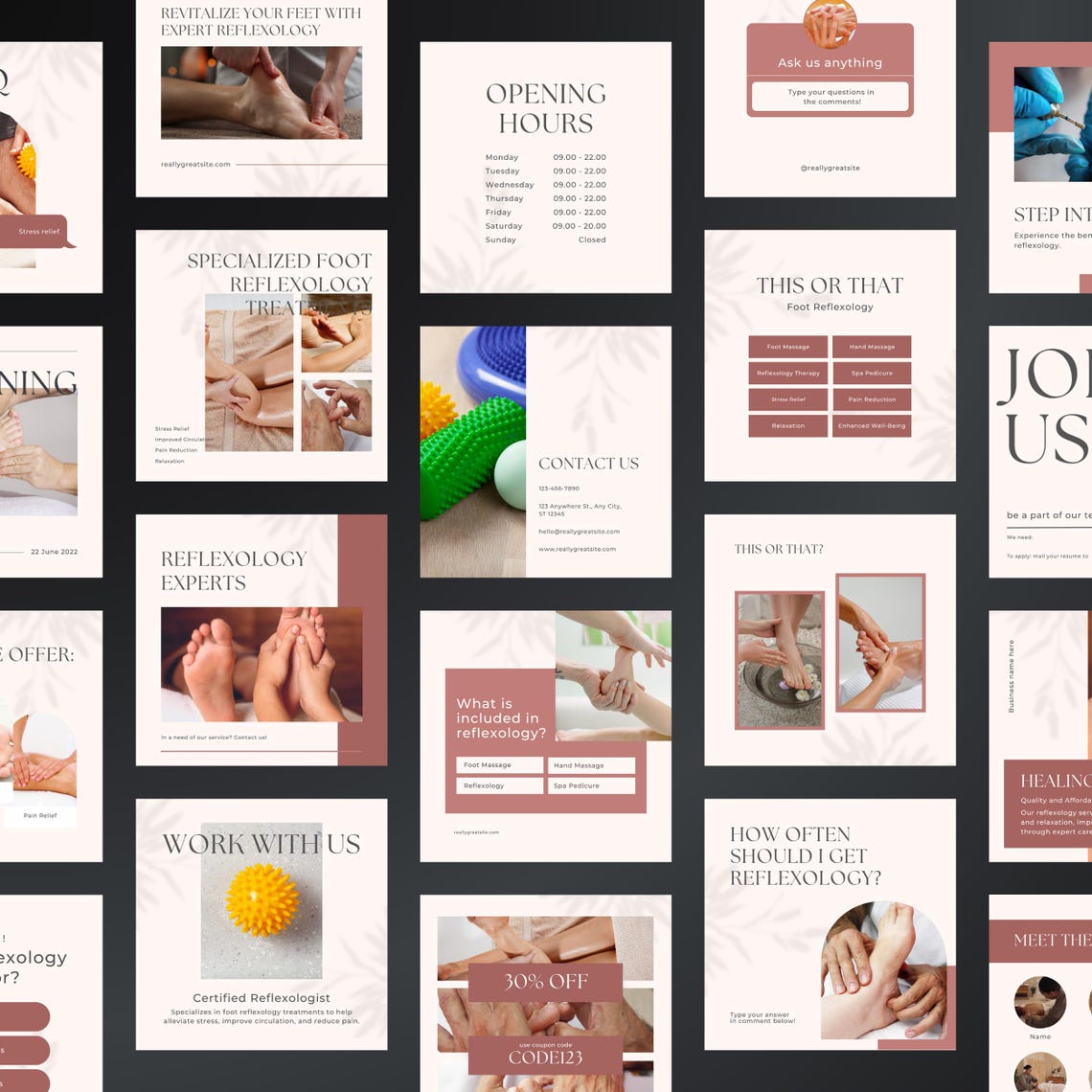 Foot Reflexology Canva Templates | Editable Instagram Posts for ...