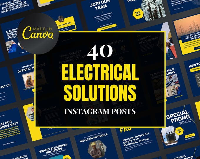 Electrical Solutions Canva Templates | Editable Instagram Posts for ...