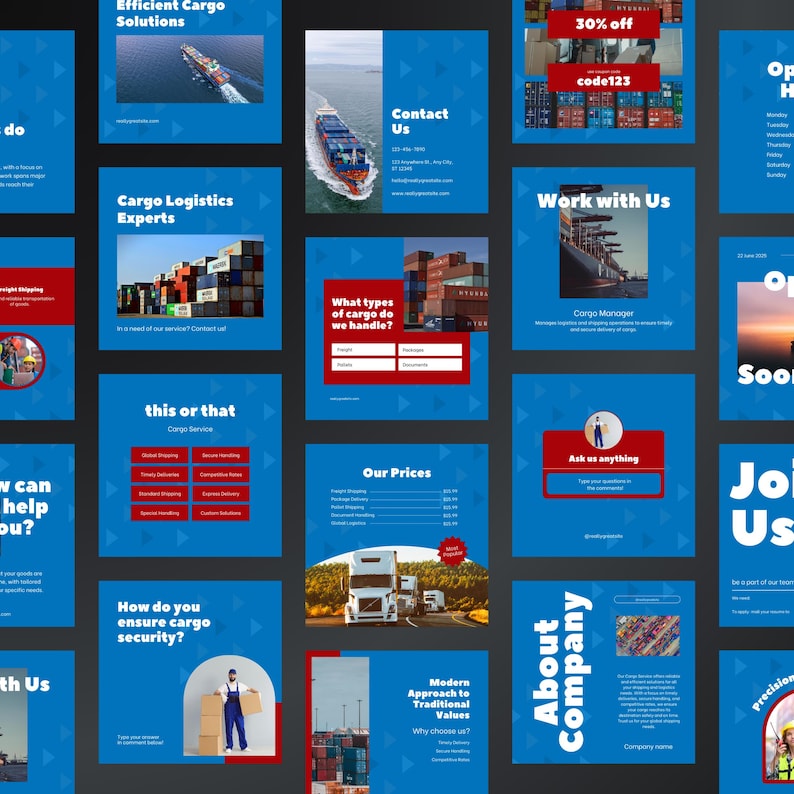 Cargo Service Canva Templates | Editable Instagram Posts for Logistics ...