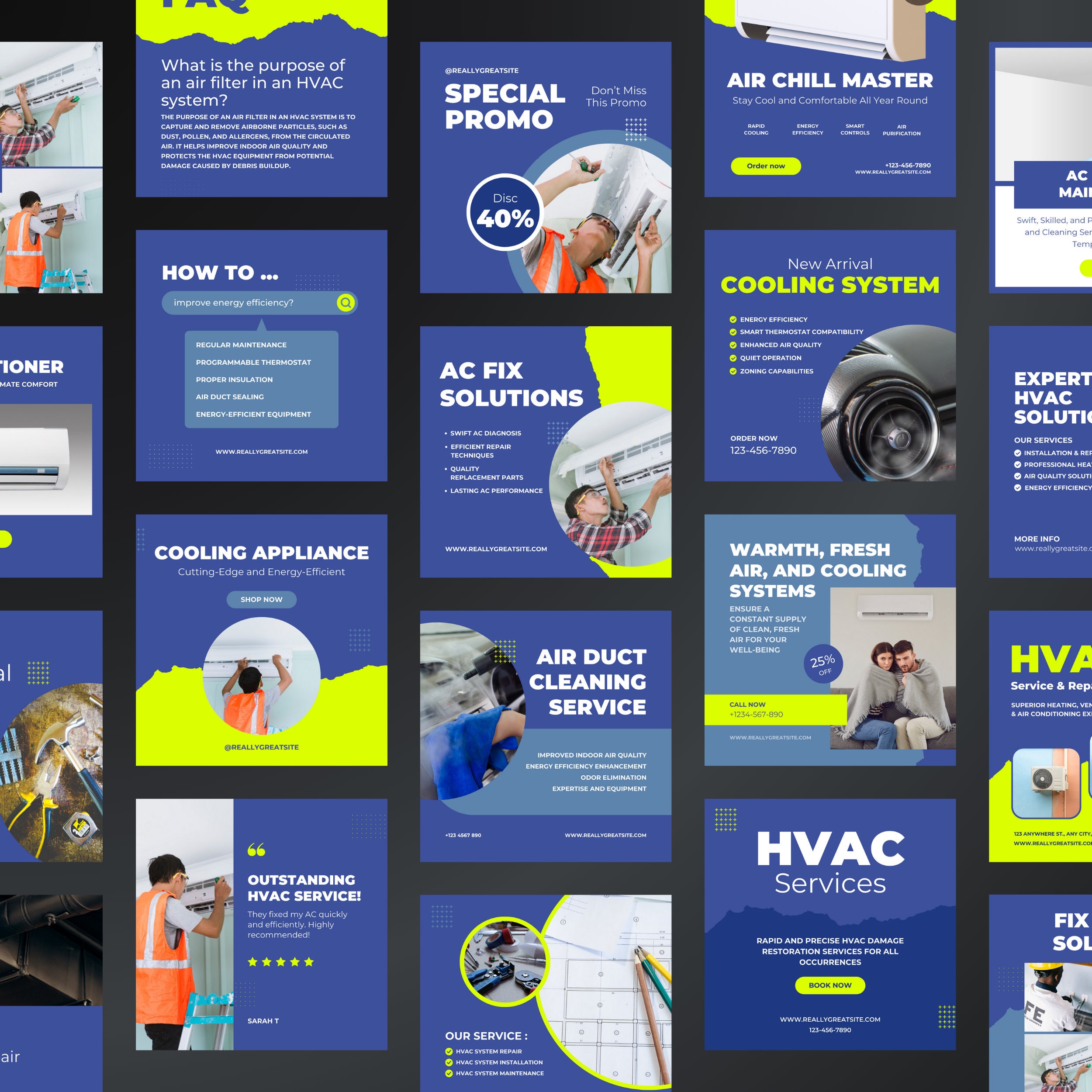 HVAC Canva Template, Air Conditioning Canva Template, Heating and ...